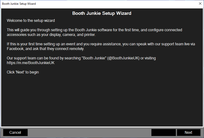 Running the Setup Wizard for first time use - Booth Junkie